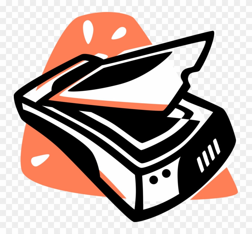 Vector Illustration Of Office Flatbed Scanner Scans - Vector ...