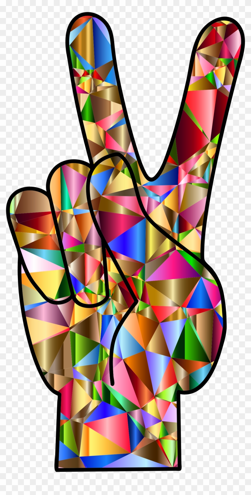 Big Image - Colorful Peace Hand Sign - Full Size PNG Clipart Images ...