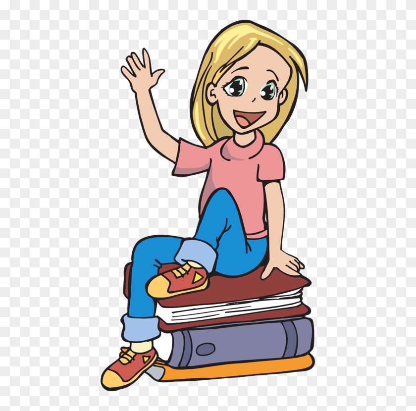 Girl Reading Book Clip Art - Happy School Girl Clipart - Full Size PNG ...