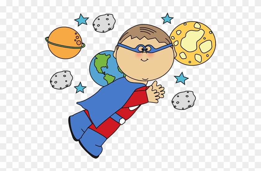 Superhero Boy Flying In Space Clip Art Superhero Boy - Kids Space ...