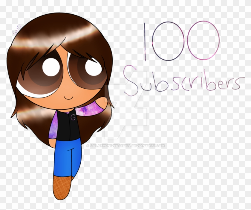 100 Subs By Galaxyuniversegirl - Cartoon - Free Transparent PNG Clipart ...