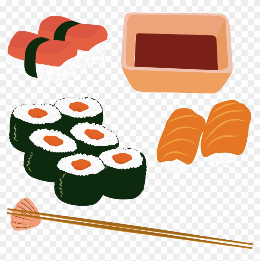 History Of Sushi Japanese Cuisine Sashimi Seafood - Sushi Vector Free ...