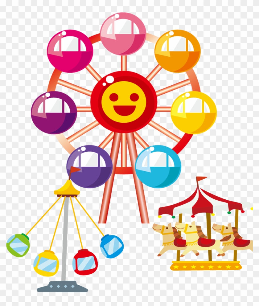 Playground Amusement Park Cartoon Illustration - Children's Day - Full ...
