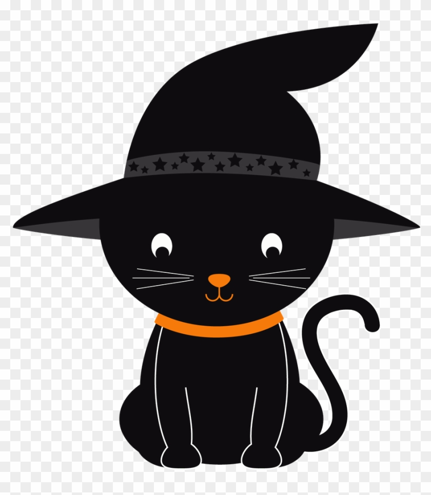 Witch Hat Clipart Kawaii - Black Cats With Witch Hats - Full Size PNG ...