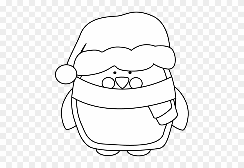 Black And White Christmas Penguin Clip Art - Christmas Colour By Number ...
