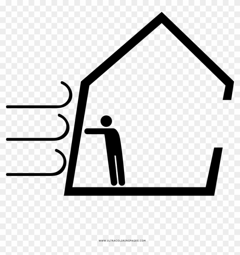 Wind Blowing House Coloring Page - Drawing - Full Size PNG Clipart ...