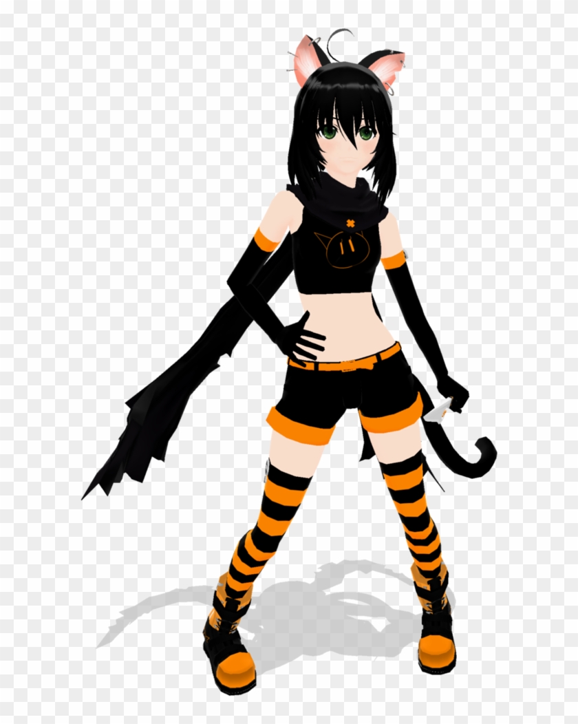 Mmd Black Cat Thief By Kanahiko-chan - Black Cat Girl Mmd - Full Size ...