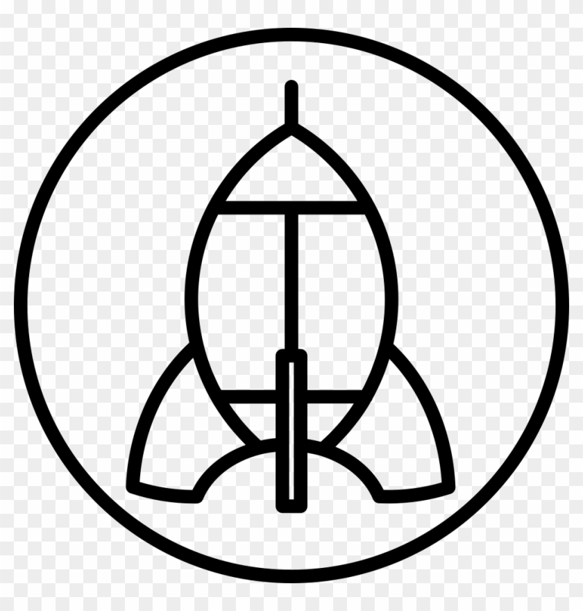 Rocket Ship Outline On Circle Background Comments - Rocket Outline Png ...