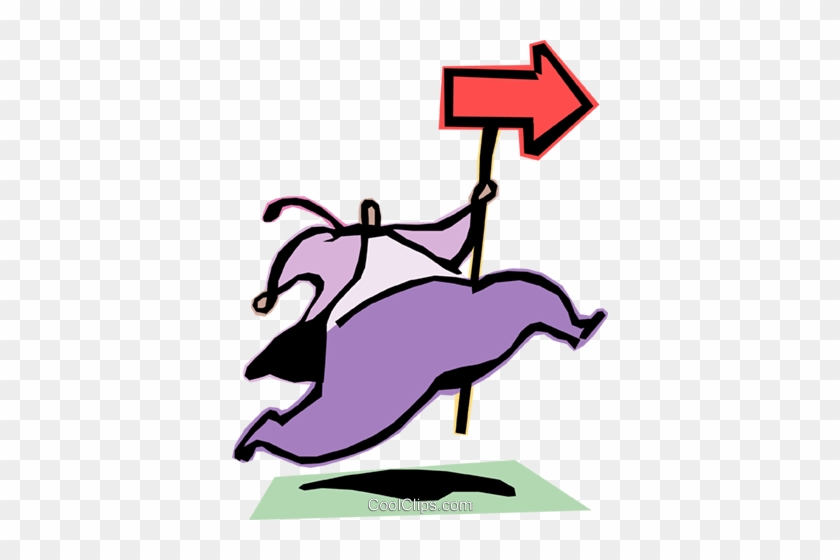 Man Running With Direction Sign Royalty Free Vector - Wmf Group - Full ...