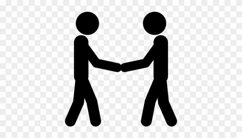Two Stick Man Variants Shaking Hands Vector - People Shaking Hands Icon ...