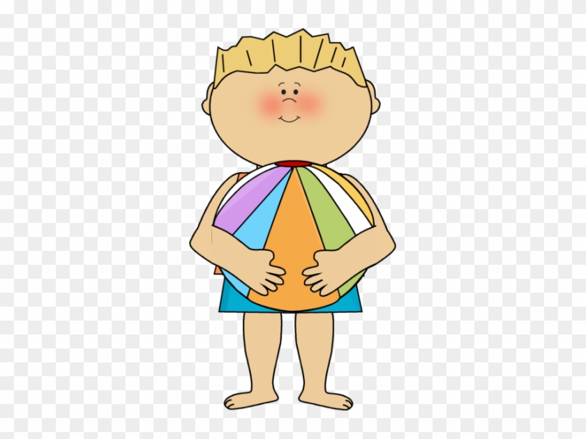 Boy Holding Beach Ball Clip Art - Boy Beach Clip Art - Full Size PNG ...