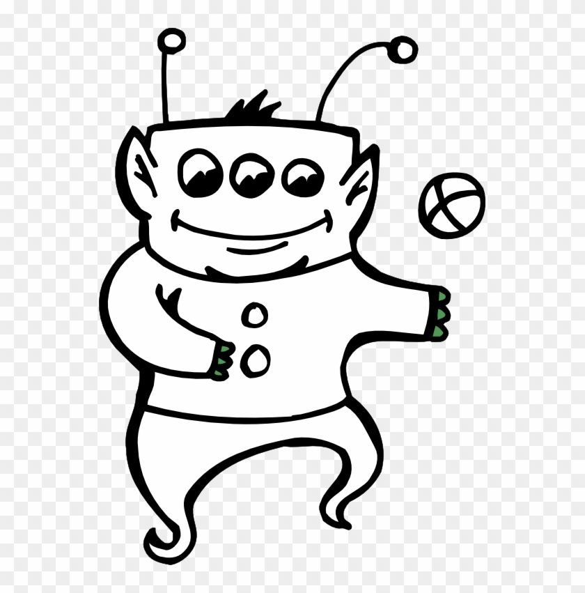 Artfavor Alien 1 Black White Line Art 555px 67 - Alien Clupart Black ...