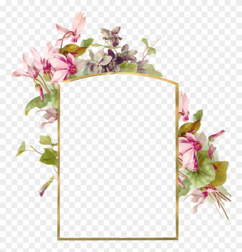Frame With Pink Flowers - Flower Borders And Frames - Full Size PNG ...