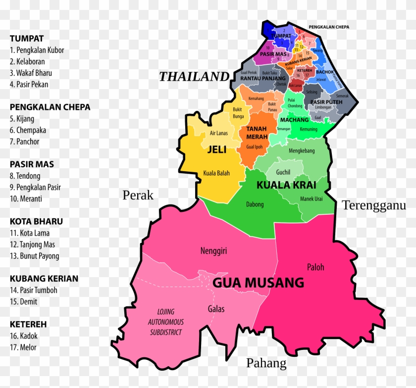 Big Image - Map Of Kelantan - Full Size PNG Clipart Images Download