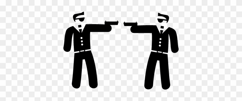 Two Armed Gangsters Pointing Each Other With Their - Two Guns Pointing ...