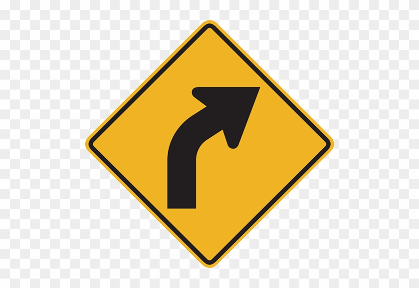 Right Curve - Right Turn Road Sign - Full Size PNG Clipart Images Download
