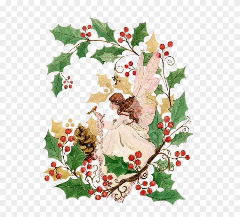 Christmas Angels - Winter Holly Fairies - Full Size PNG Clipart Images ...
