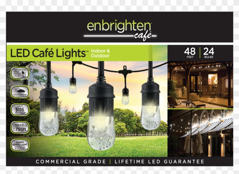 Jasco 18-bulb 36 Ft. Black Integrated Led Cafe String - Free ...