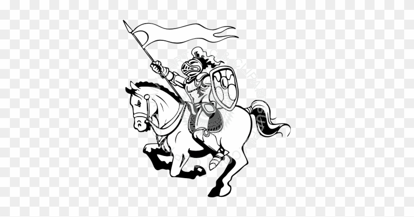 Flags Clipart Horse - Knight Riding A Horse Drawing - Full Size PNG ...