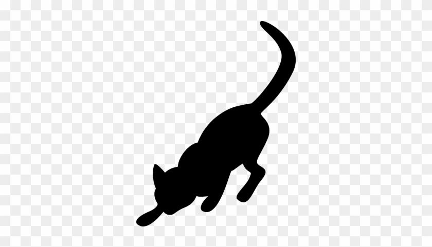 Curious Cat Posture Vector - Pouncing Cat Silhouette - Full Size PNG ...