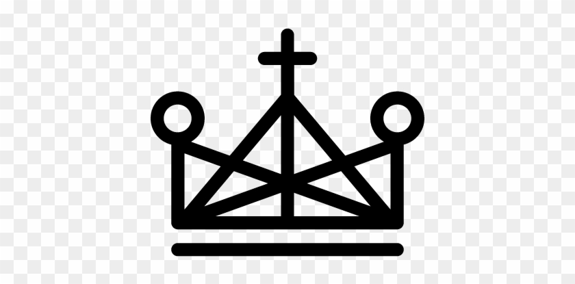 Crown Made Of Triangle Outlines With Cross And Small - Crown - Full ...