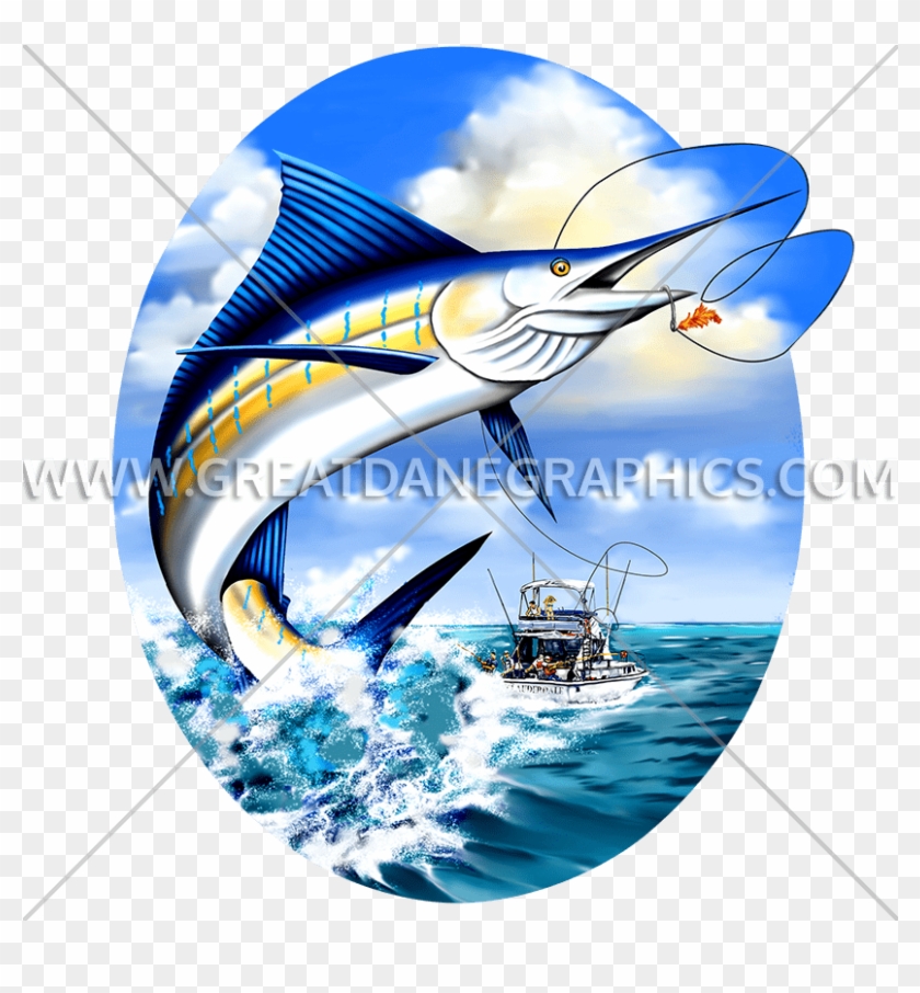 Jumping Marlin Fishing Cutout Vinyl Sticker Laptop - Free Transparent ...