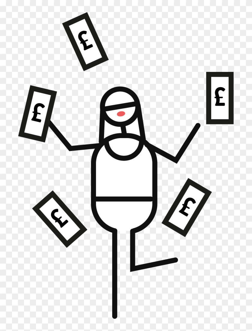 Woman Collects Money Black And White Line Drawing - Drawing - Full Size ...