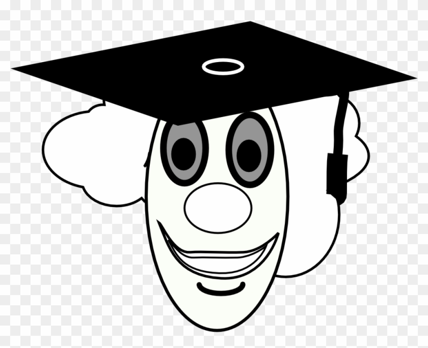 Clown School Graduate Black White Line Art 555px - Clip Art - Full Size ...