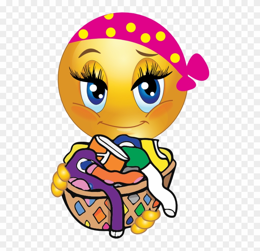 Washing Girl Smiley Emoticon Clipart - Laundry Emoji - Full Size PNG ...