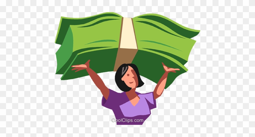 Woman Holding Money Over Her Head Royalty Free Vector - Cartoon Money ...