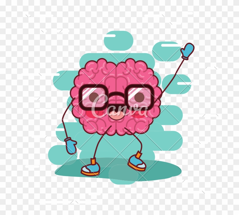 Brain Cartoon With Glasses And Greeting And Background - Cartoon - Free ...