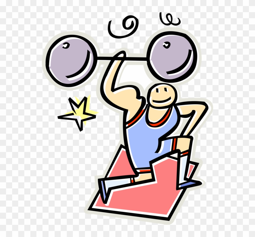 Vector Illustration Of Weightlifter Lifts Barbell Weight - Vector ...