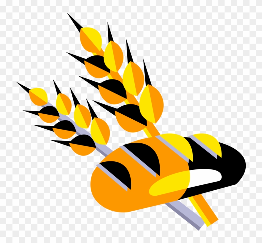 Vector Illustration Of Fresh Baked Bread With Wheat - Grain Clip Art ...