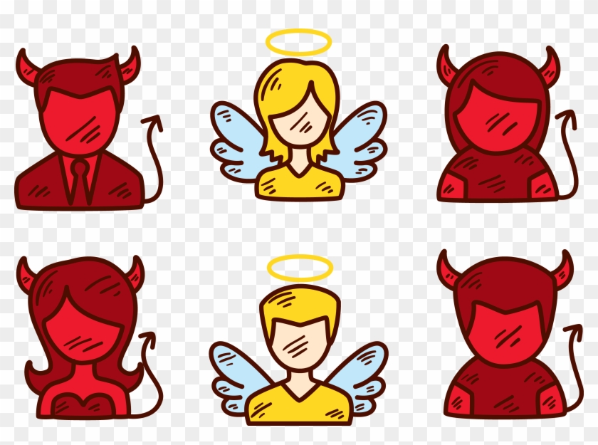 Devil Angel Demon Illustration - Angel Y Demonio Png - Full Size PNG ...