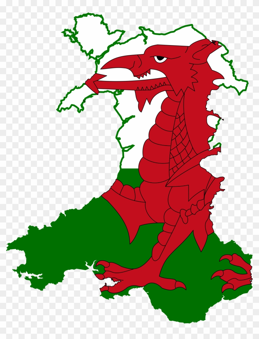 Flag Map Of Wales - Full Size PNG Clipart Images Download