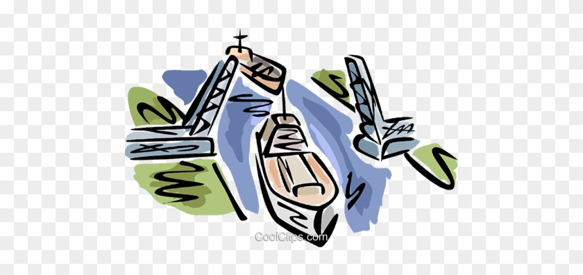 Cargo Ship Passing Under A Bridge Royalty Free Vector - Cargo Ship ...