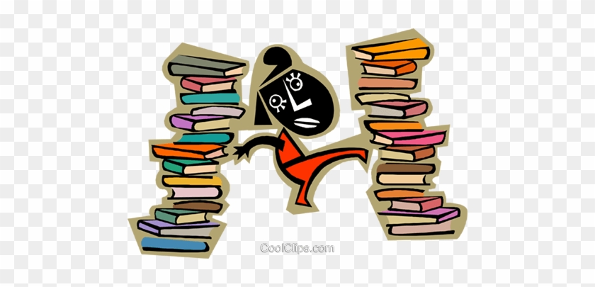 Caught Up In Lots Of Books Royalty Free Vector Clip - Cartoon - Full ...