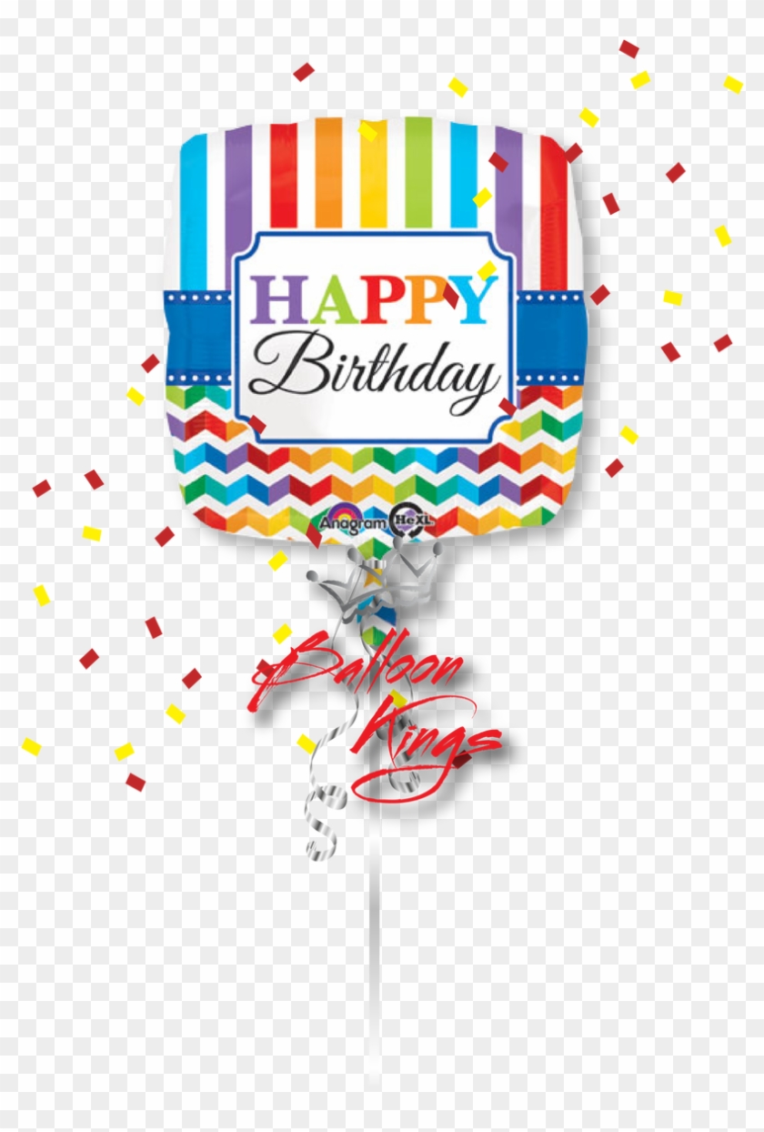 Happy Birthday Stripe And Chevron - 18" Happy Birthday Bright Stripe ...