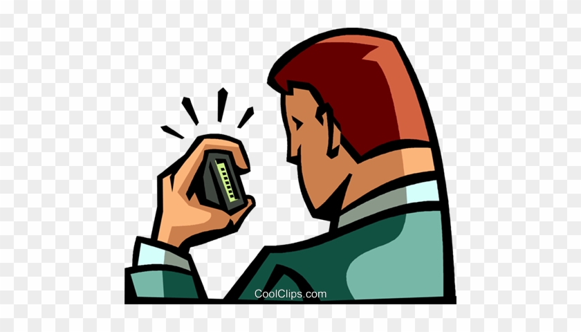 Businessman Looking At His Pager Royalty Free Vector - Pagers Clipart ...