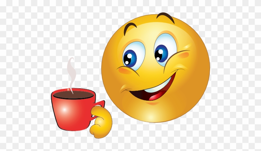 Emoticon Drinking Coffee - Emoji With Coffee - Full Size PNG Clipart ...