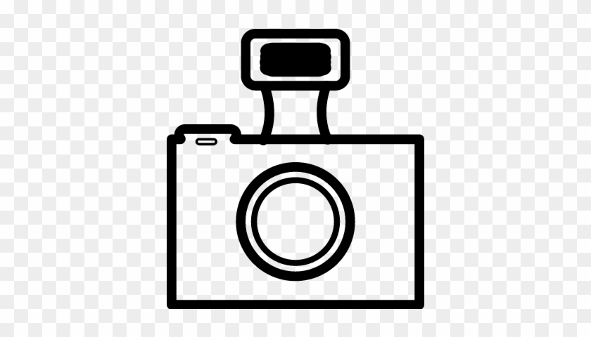 Photo Camera Outline With Flash Vector - Photography - Full Size PNG ...