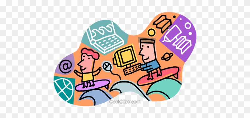Surfing The Internet, Computers Royalty Free Vector - Library Literacy: Managing The Information ...