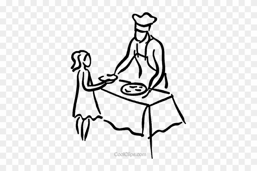 Chef Serving A Meal Royalty Free Vector Clip Art Illustration - Sketch ...