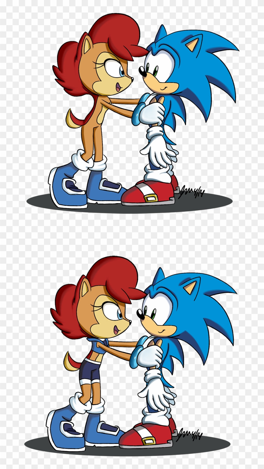 Sonic The Hedgehog Sonic & Sally Princess Sally Acorn - Sonic And Sally Kiss - Full Size PNG ...