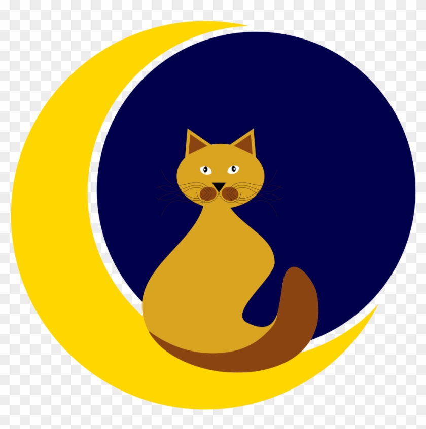 Cat With Moon - Cat - Full Size PNG Clipart Images Download