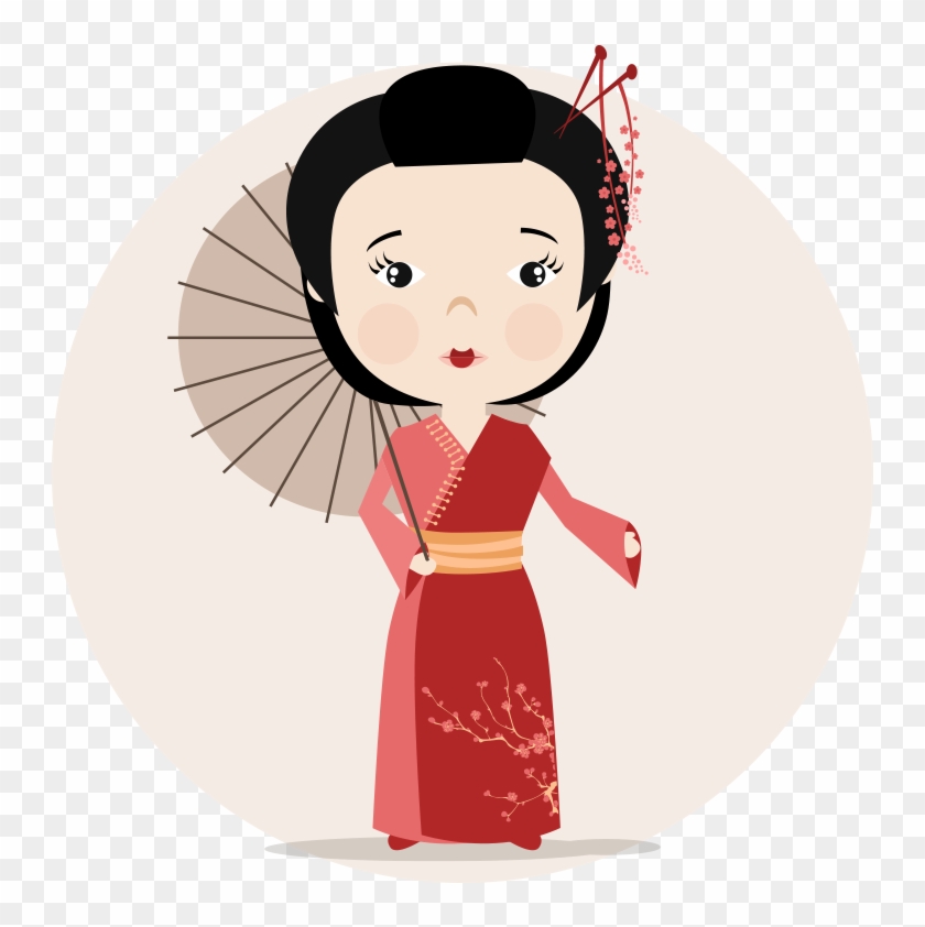 Japan Cartoon - Japanese Women - Vector Illustration Of A Japanese ...