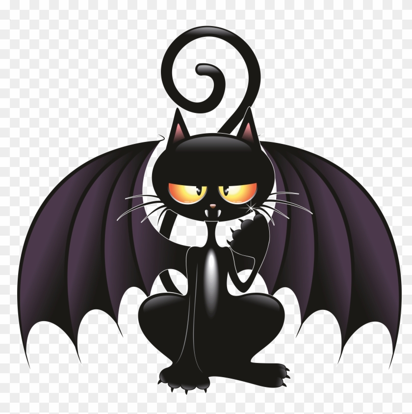 Cat Bat Kitten Cartoon - Kotek Nietoperz - Free Transparent PNG Clipart ...