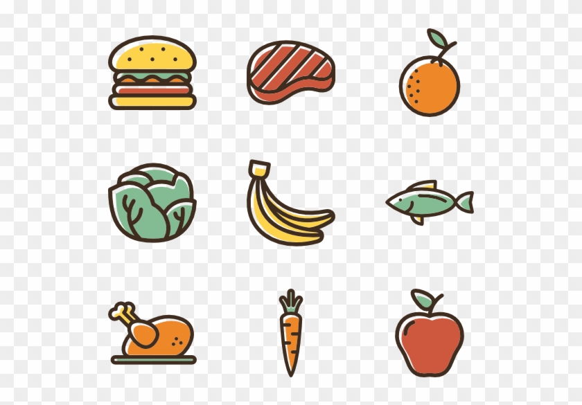 Linear Color Food Set - Healthy Food Icons - Full Size PNG Clipart ...