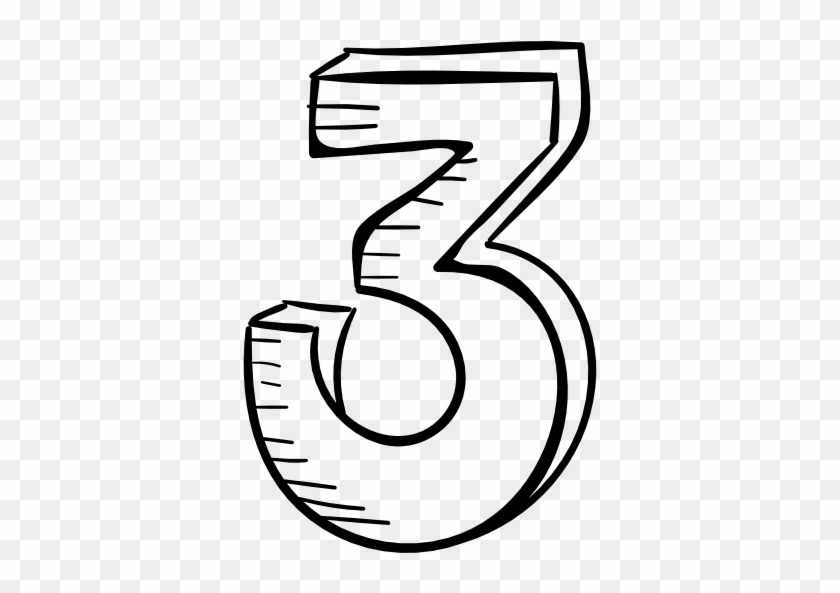 Number Three Clipart Black And White - Number Three Drawing - Full Size ...