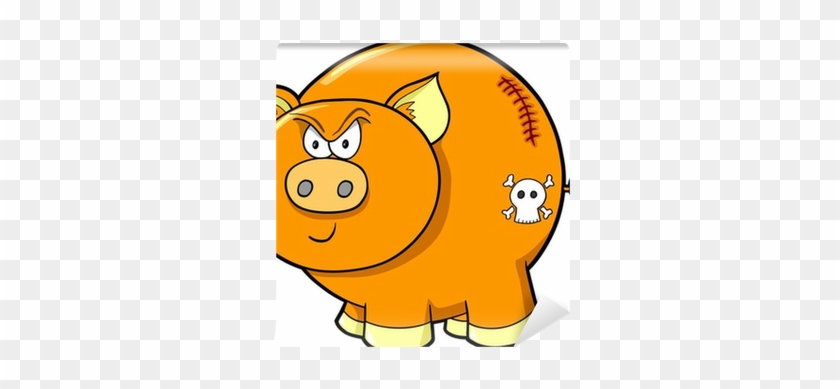 Tough Angry Farm Pig Vector Illustration Art Wall Mural - Vector ...